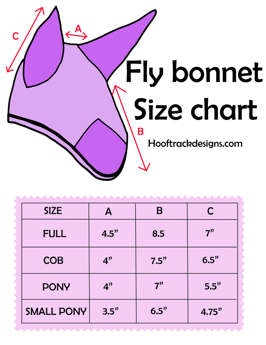 Size charts – Hoof Track Designs