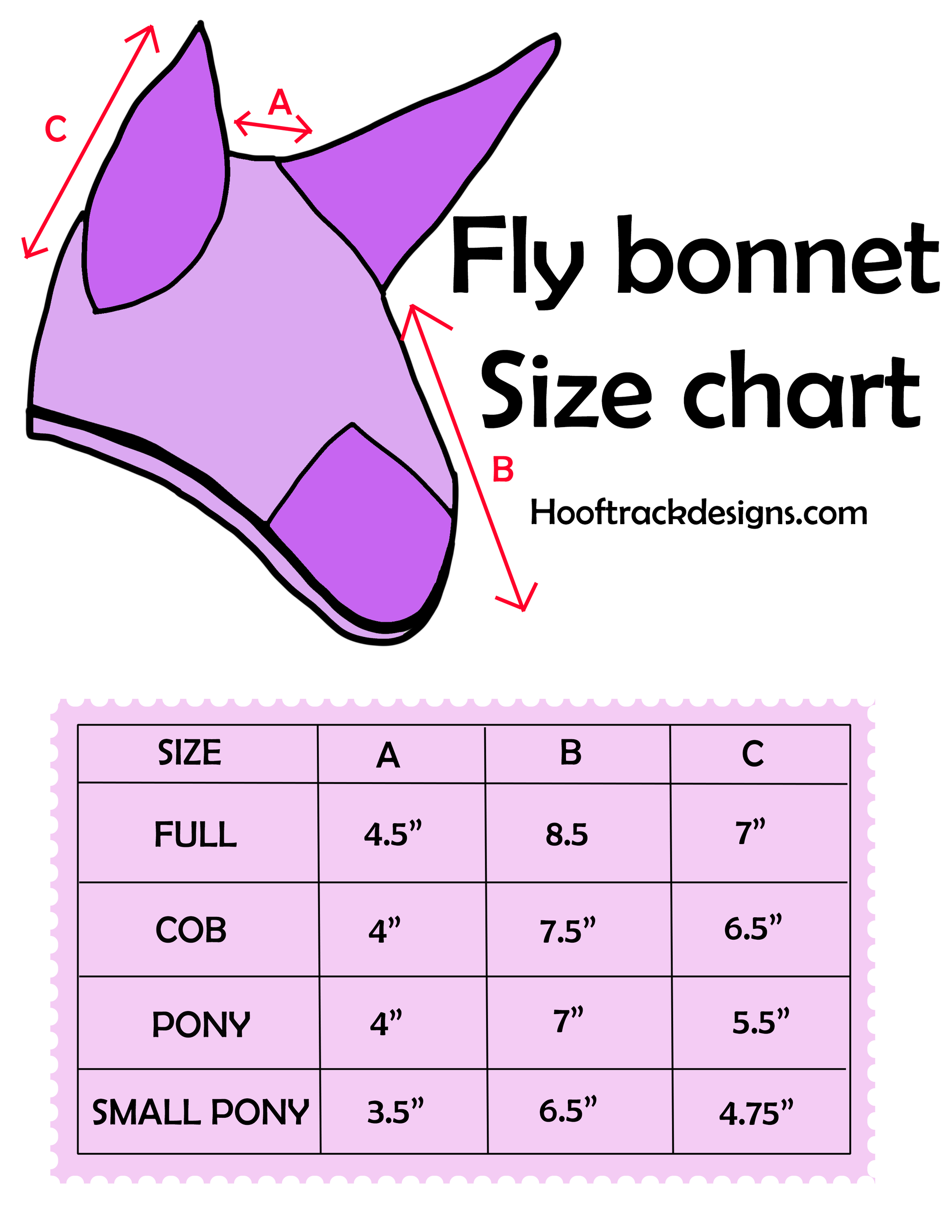 Size charts – Hoof Track Designs
