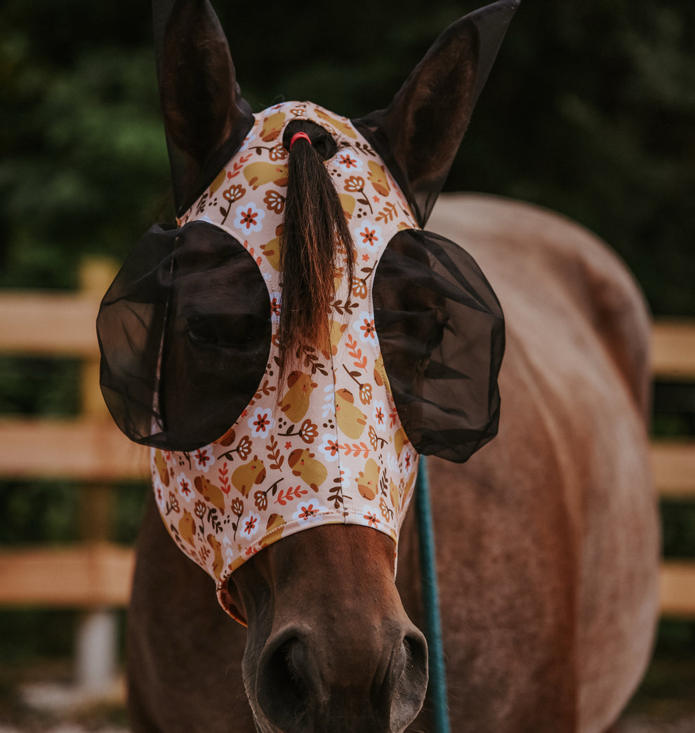 Capybara Lycra fly mask – Hoof Track Designs